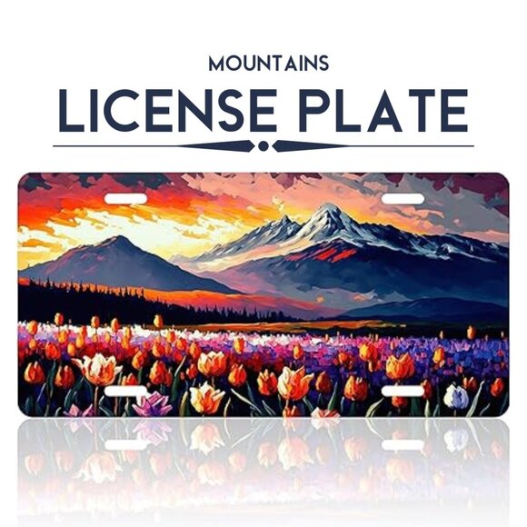 Accents | Mountains License Plate Cover Mountain Flower License Plate ...